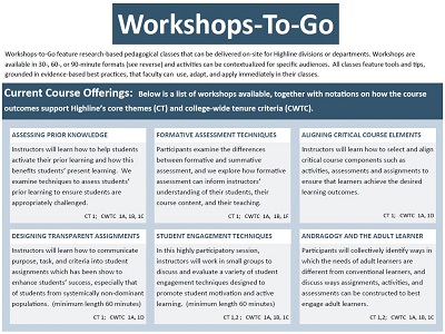Workshops-To-Go » Learning & Teaching Center